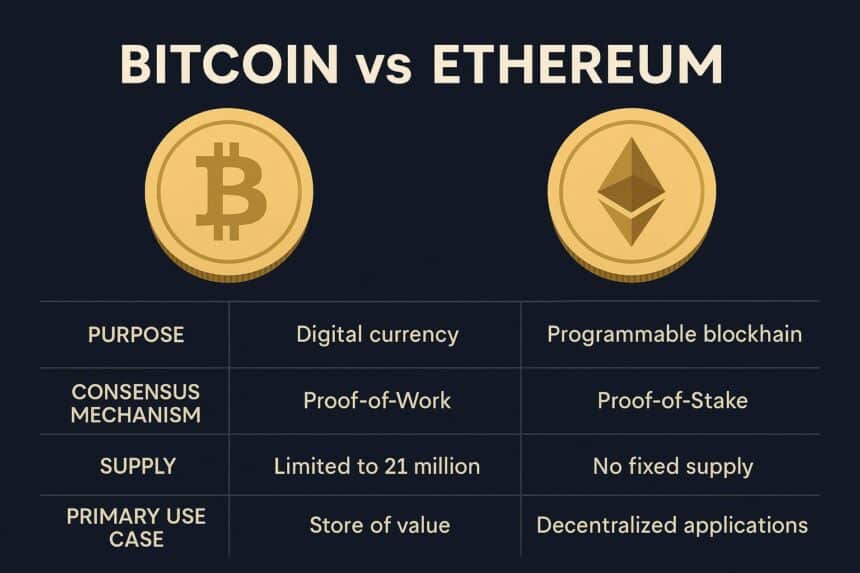 Bitcoin vs Ethereum: Key Differences Explained for Investors